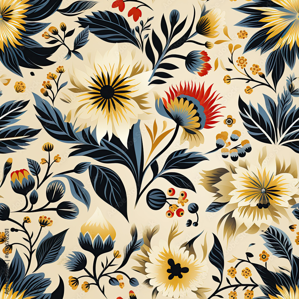 Seamless traditional Indian motif pattern, rug, carpet, fabric, Mughal ...