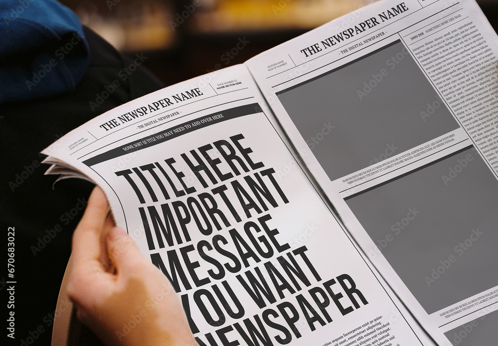 Newspaper with Editable Content Text and Mockup 02 Stock Template ...