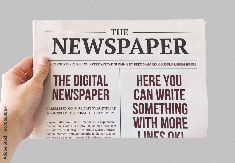 Newspaper with Editable Cover Text and Mockup 05 Stock Template | Adobe ...