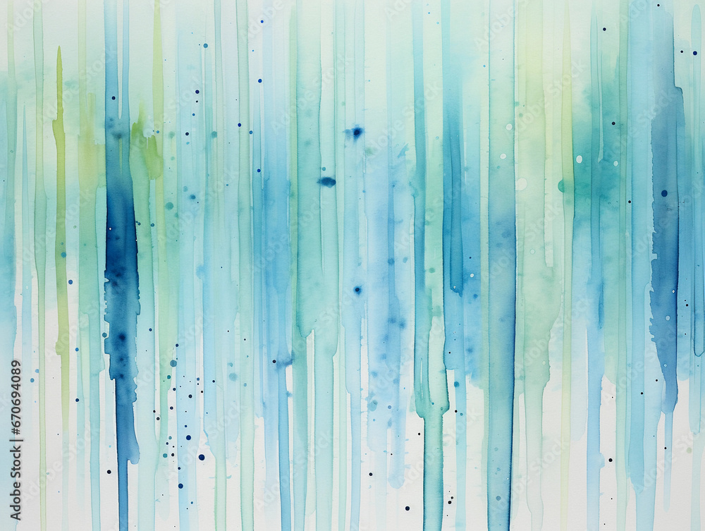 Watercolor painting, abstract interpretation of rain, cool color ...