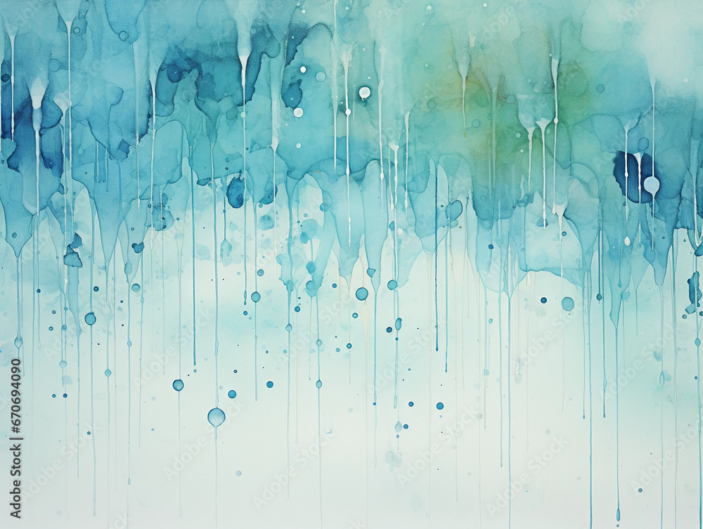 Watercolor painting, abstract interpretation of rain, cool color ...