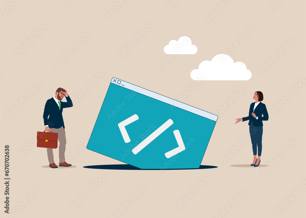 Browser with coding fell into a pit. API, application programming ...