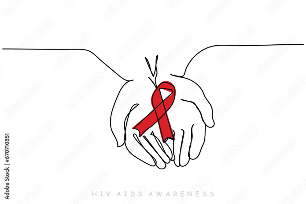World AIDS Day. hands holding with Red ribbon. Aids Awareness icon ...