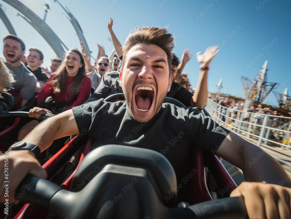 roller coaster cart at the bottom of a plunge, visible G-forces on ...