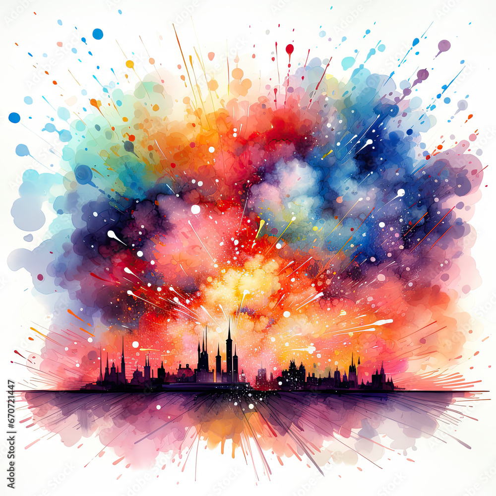 Watercolor New Year's Delight 2024 Clipart, Generative Ai Stock ...