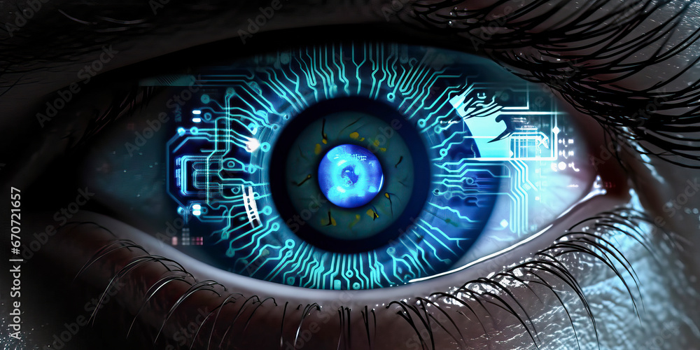 Digital Eye with Intricate Circuitry in the Iris. vision caucasian ...