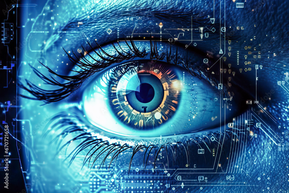 Digital Eye with Intricate Circuitry in the Iris. vision caucasian ...