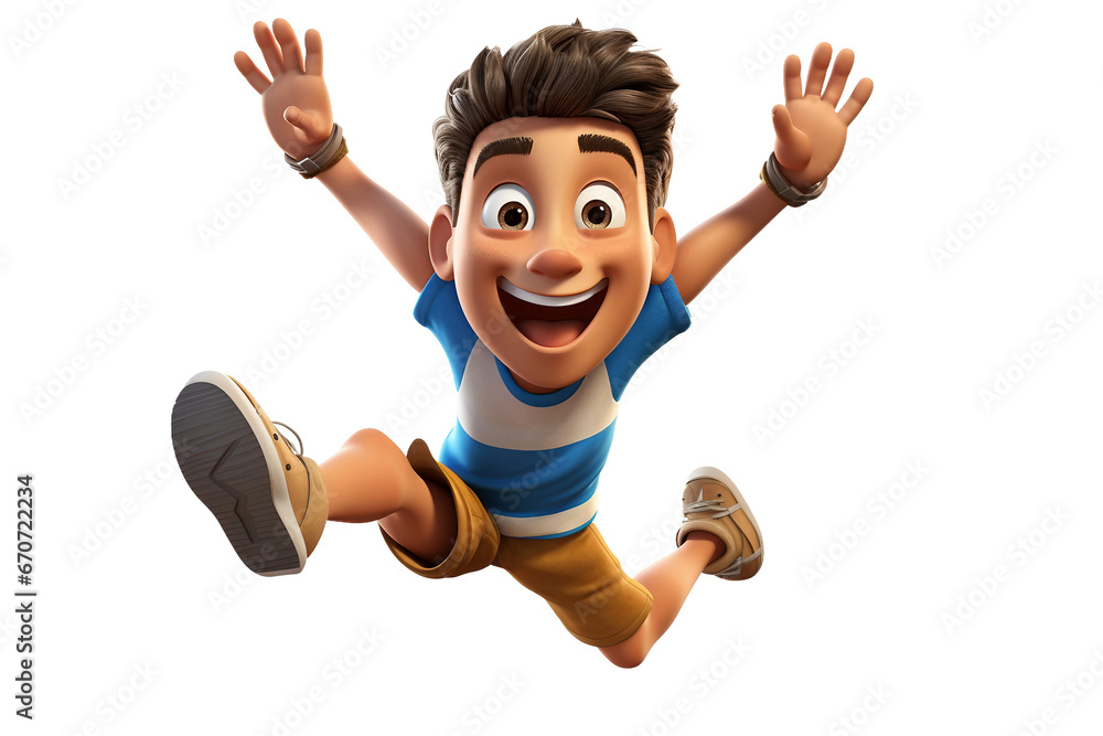 3D animated character in Long Jump isolated on transparent background ...