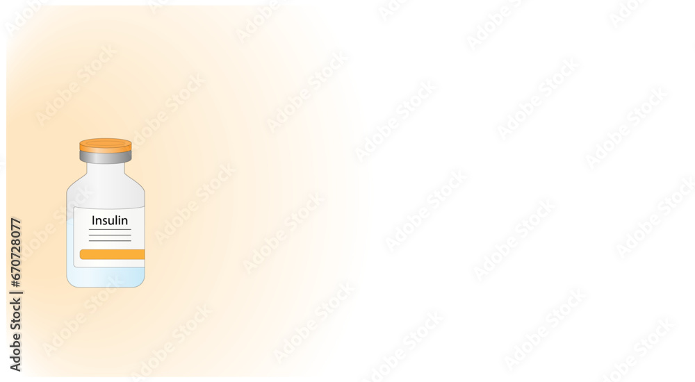 Diabetes mellitus. Insulin vial, regulates glucose metabolism and ...