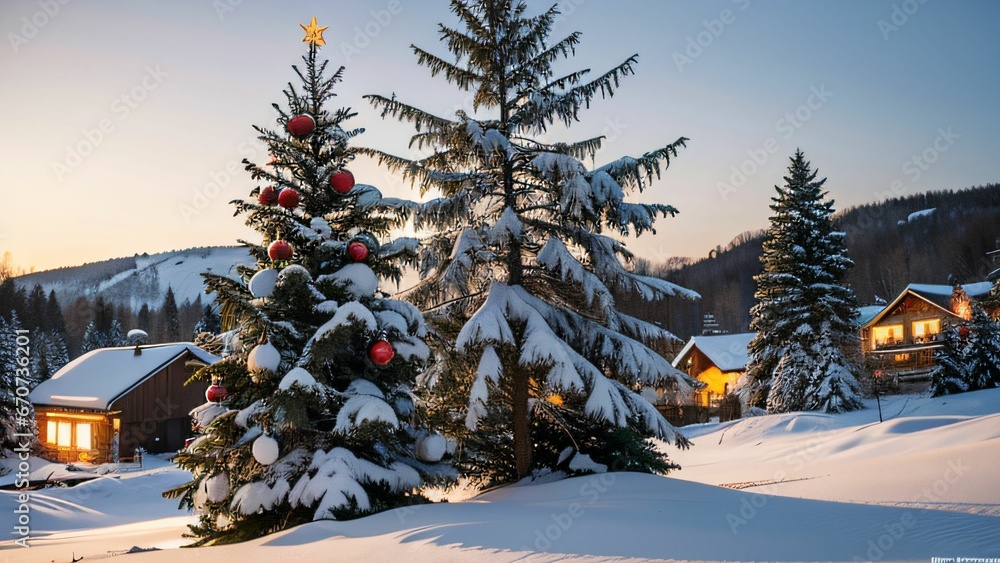 Weihnachtsbaum Im Schnee 1
