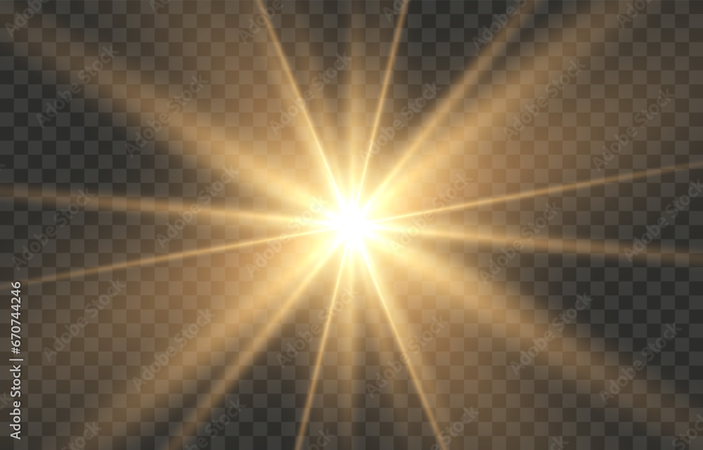 Vector light on isolated transparent background. Sun, rays of light png ...