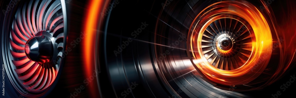 Advanced engineering banner, depicting the turbine blades of a jet ...
