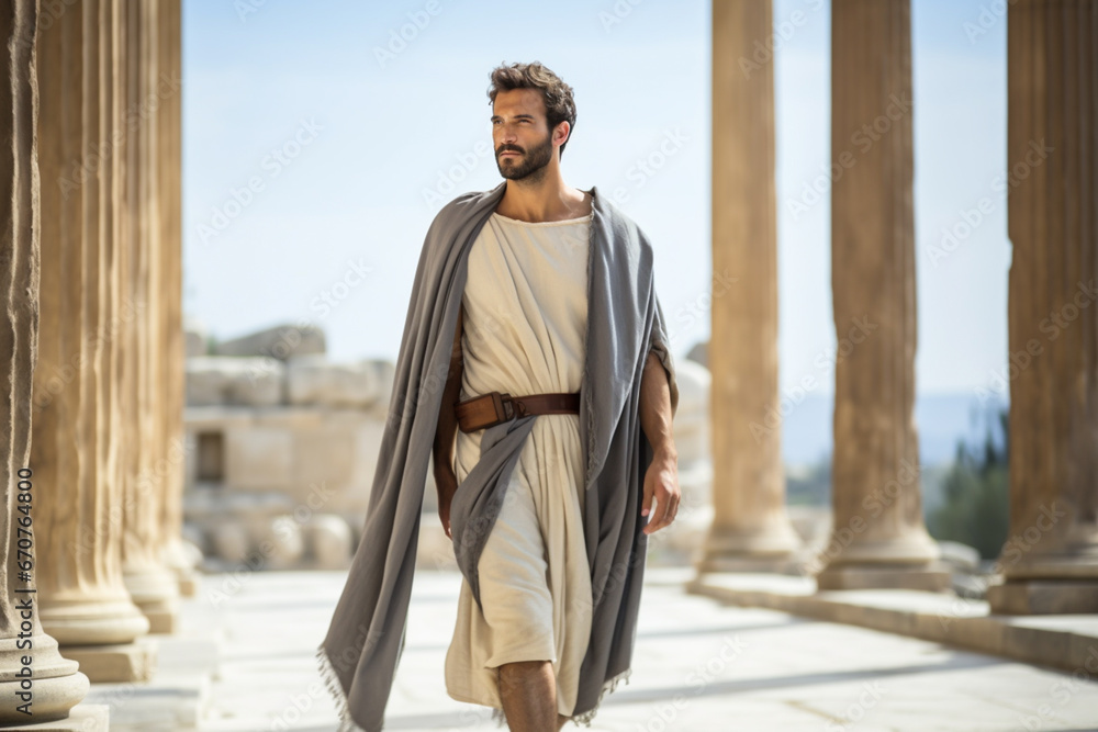 Greek male with anciety style draped garments like chitons and peplos ...