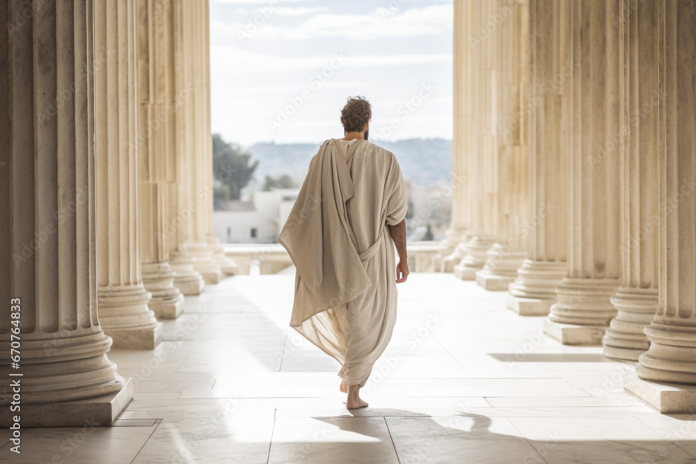 Greek male with anciety style draped garments like chitons and peplos ...
