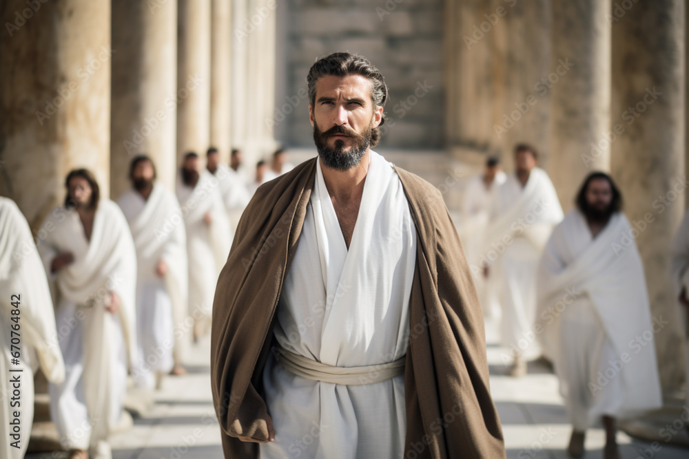 Greek male with anciety style draped garments like chitons and peplos ...