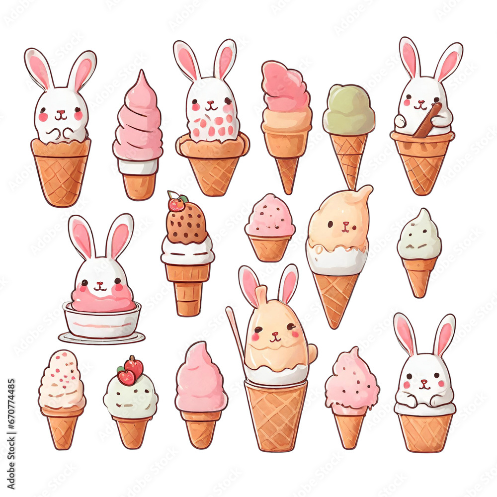 Adorable kiddy cartoon cute funny dessert pastries pastry, sweets ...