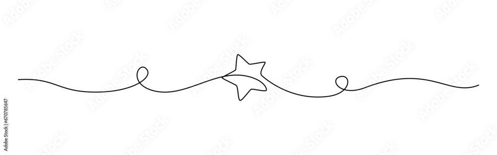 One continuous line drawing of Christmas frame and border with stars ...