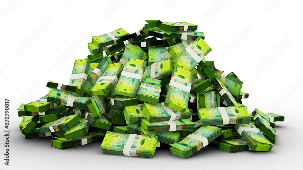 Big pile of Samoan Tala notes a lot of money over transparent ...