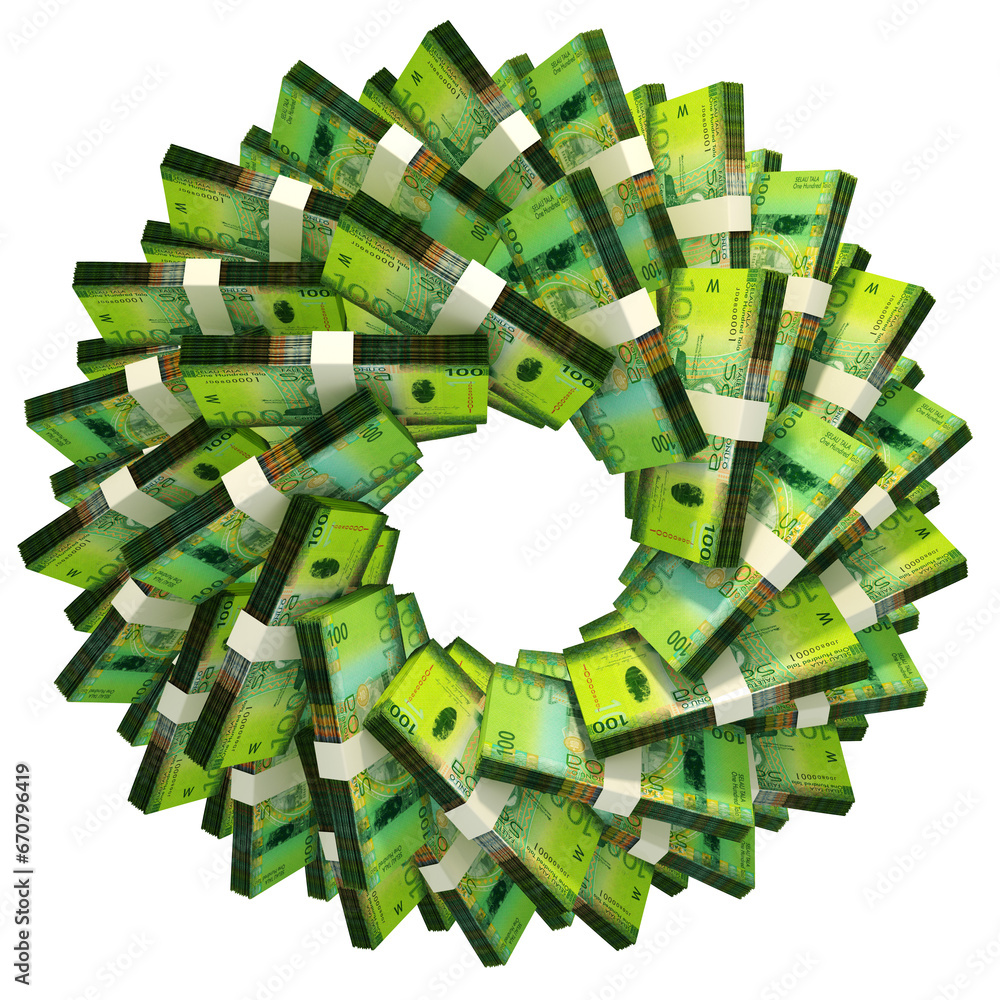 ภาพประกอบสต็อก 3D rendering of stacks of Samoan Tala notes arrange in ...