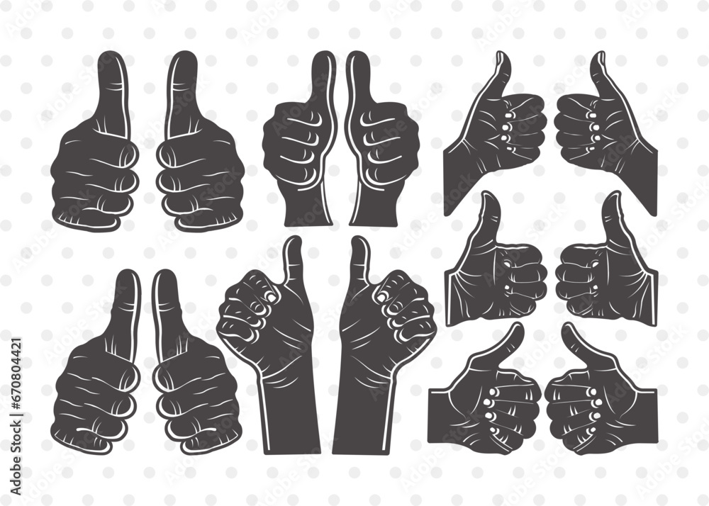 Two Thumbs Up Clipart SVG Cut File | Thumbs up Svg | Hands Svg | Double ...
