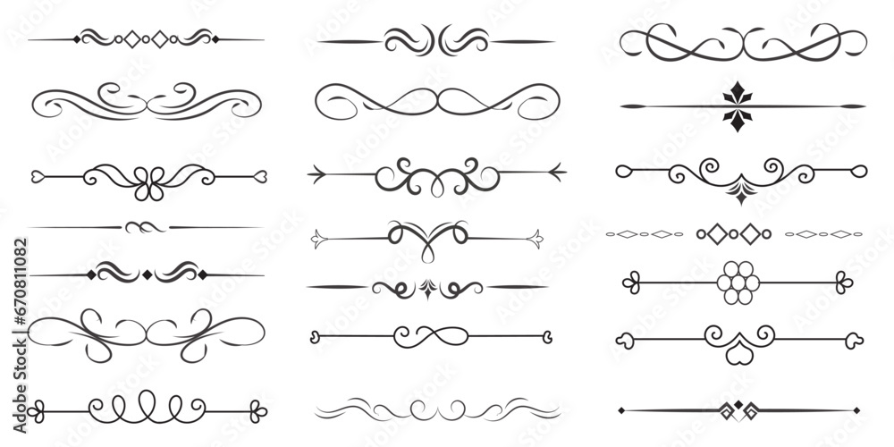 Page Divider And Design Elements. Set of Various Simple Black Divider ...