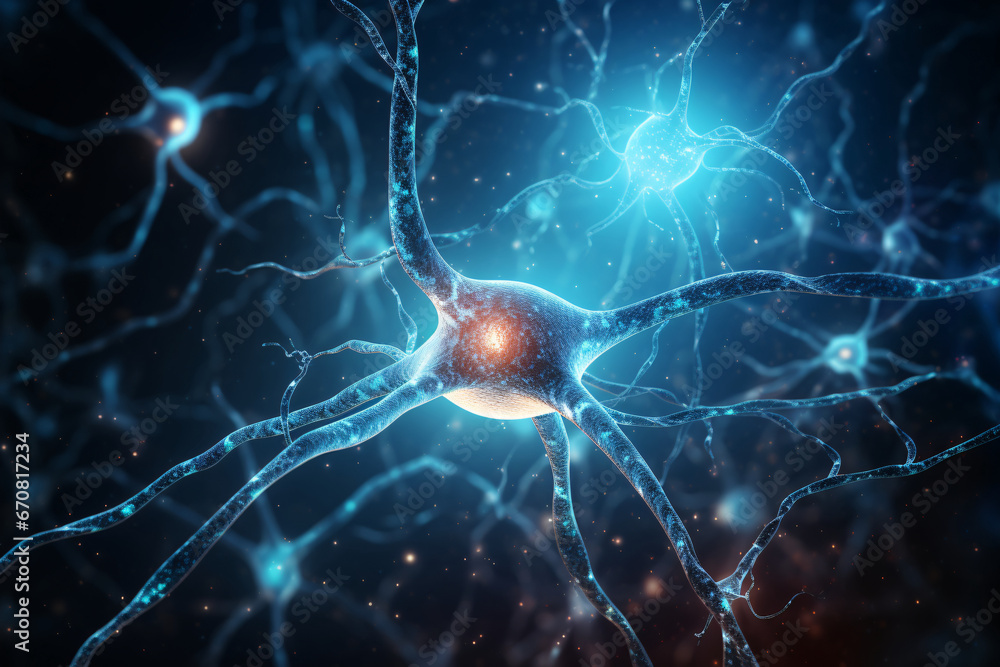 Neurons brain cells medical background, artificial neural network ...