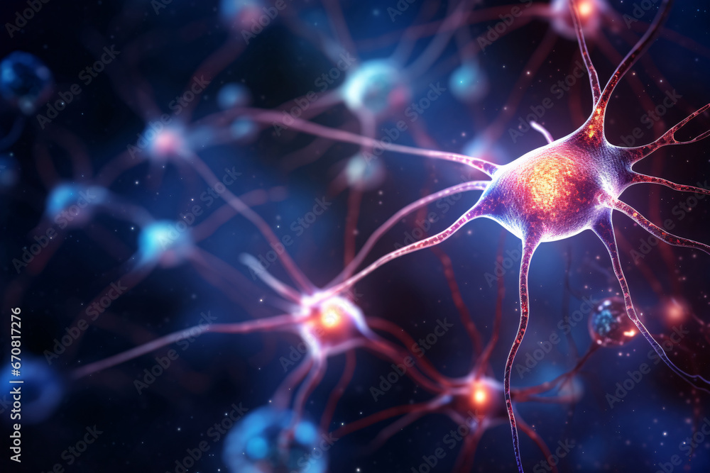 Neurons brain cells medical background, artificial neural network ...