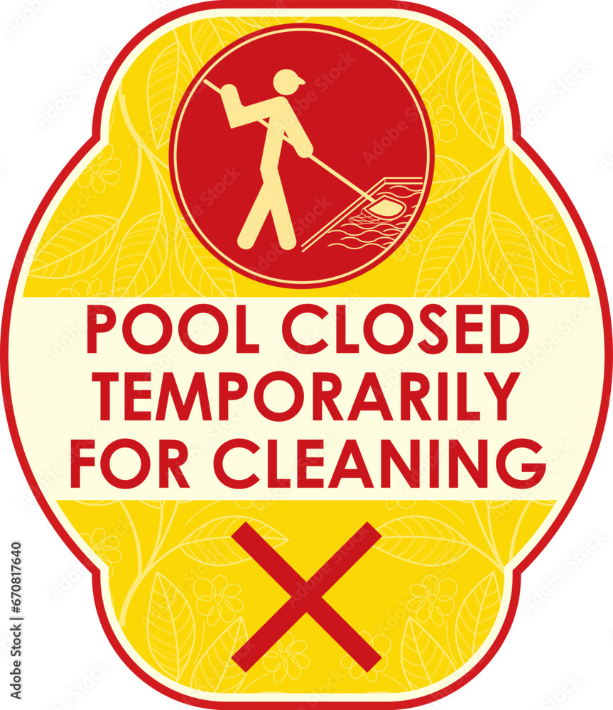 vector illustration signage text: pool closed temporarily for cleaning ...