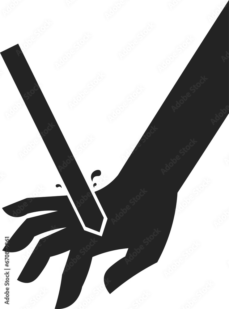 Isolated pictogram icon of hand injury with knife blade pinched machine ...