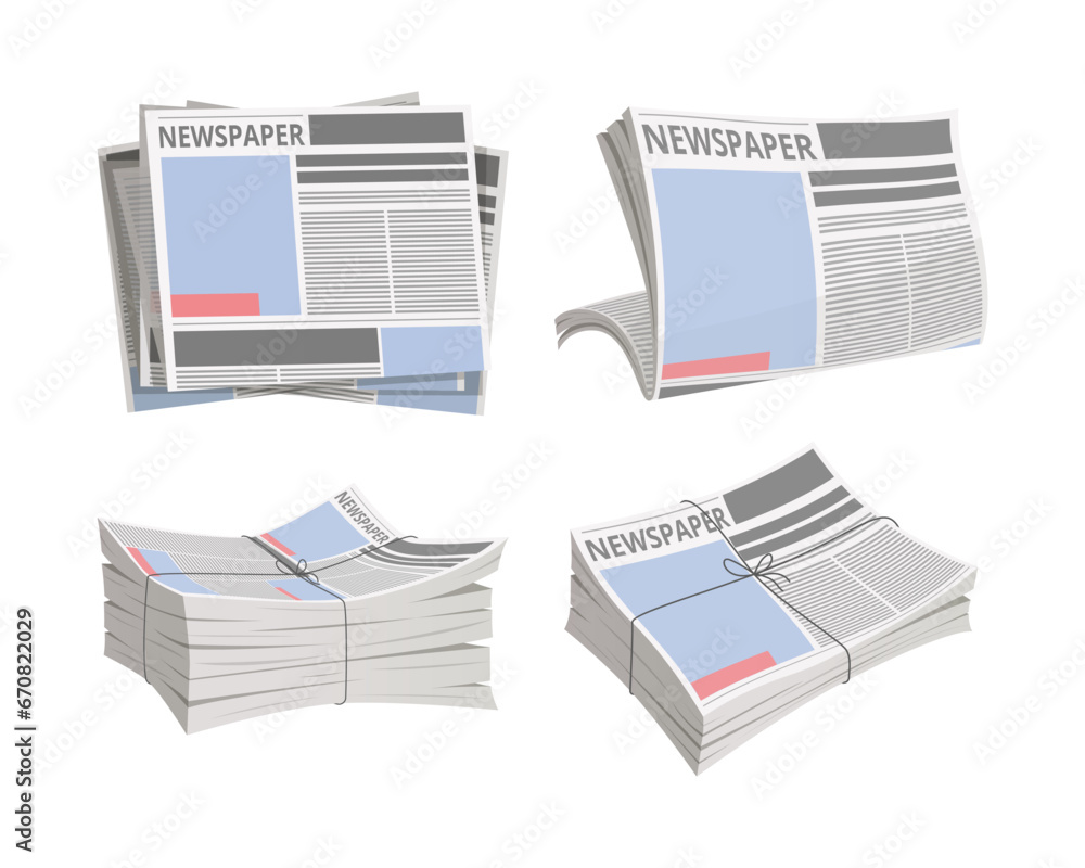 Pile of newspaper with rope vector isolated on white background. Stock ...