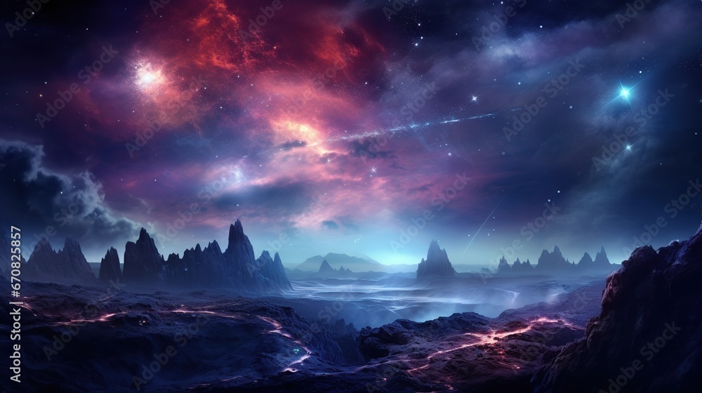 Fantasy of Another world with planet landscape background. AI generated ...