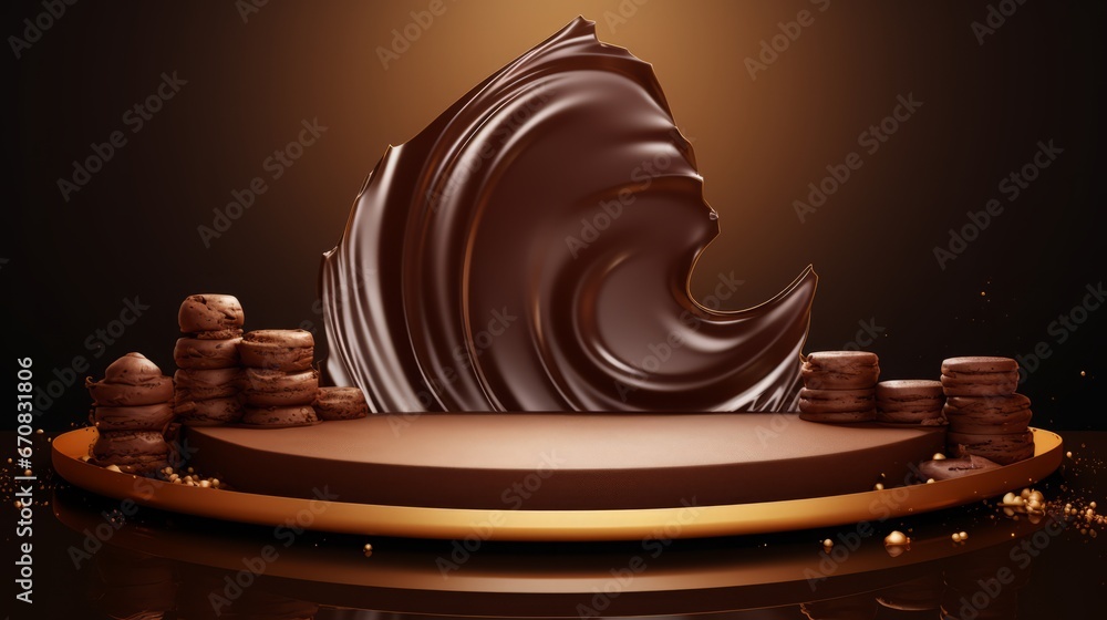 Chocolate podium 3D background product coffee stand display platform ...