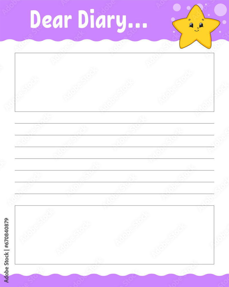 Lined sheet template. Handwriting paper. For diary, planner, checklist ...