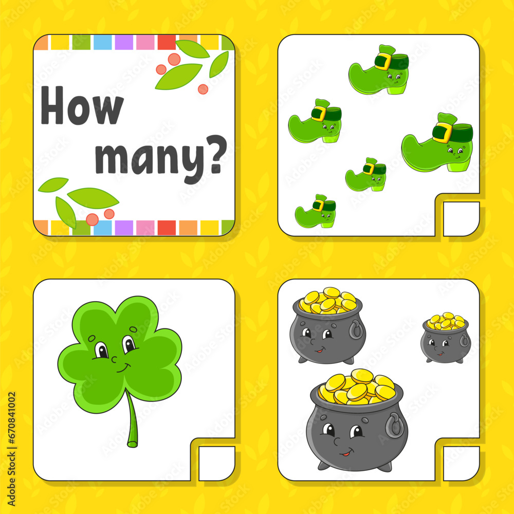 Counting game for children. Happy characters. Learning mathematics. How ...