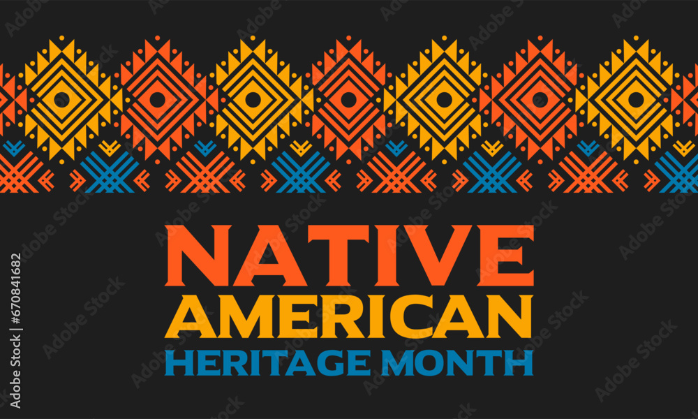 Native American month or Native American day, theme, text, vector ...