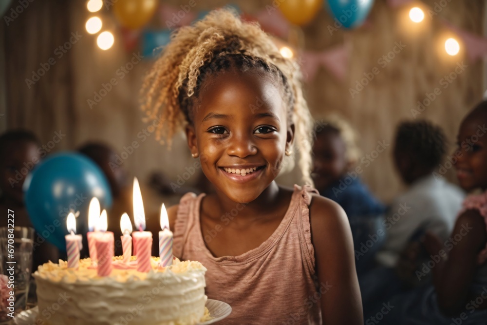 Beautiful happy and smirking young african girl celebrating her ...