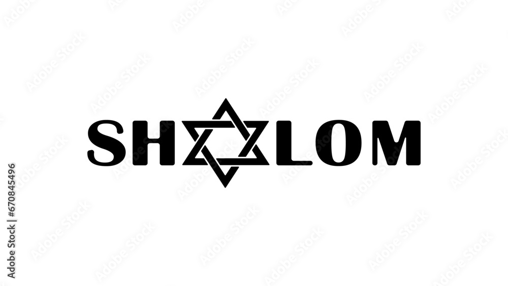 Shalom text design represents the Hebrew word for peace, hello, and ...