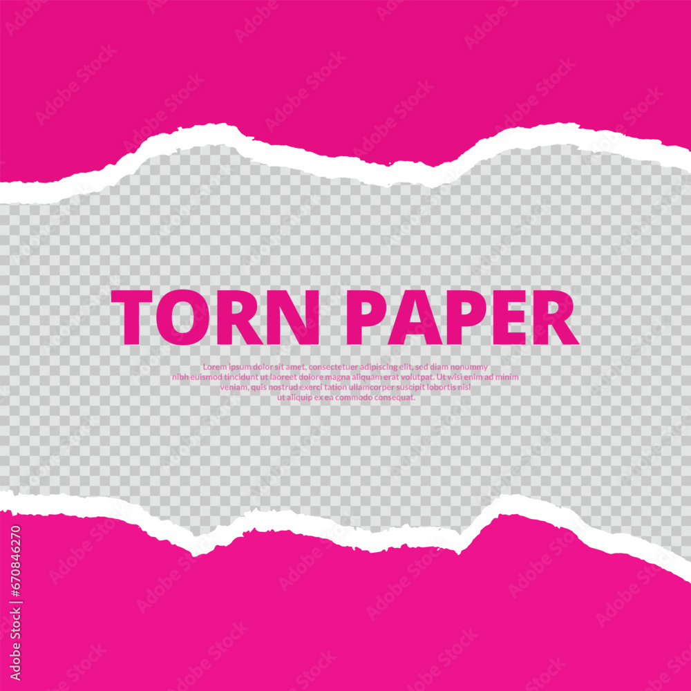 Torn paper pink and white color ripped paper background post, banner ...