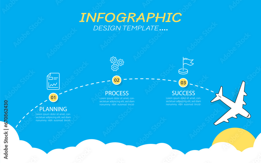 Infographic design template. Timeline concept with 3 options or steps ...