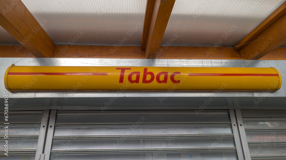 tabac French brand red shop tobacco sign with french text france wall ...
