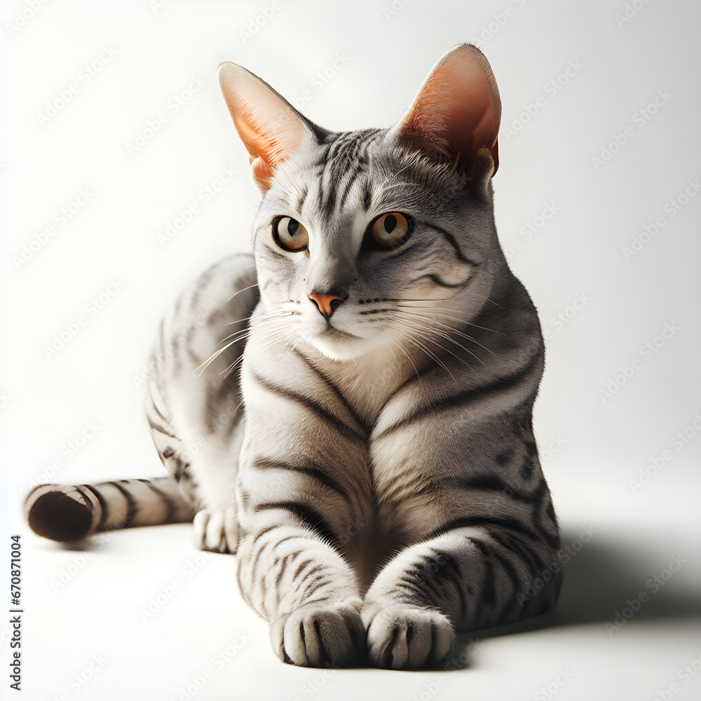Seal point Siamese cat sitting majestically, on White background, gato ...