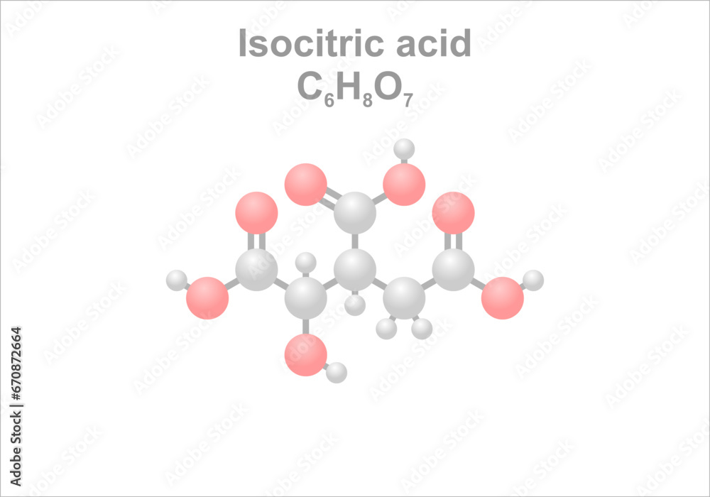 Simplified scheme of the isocitric acid molecule. Occurs in fruit like ...