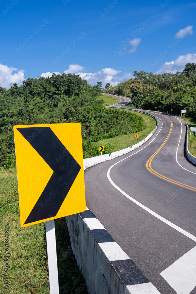 The road is similar to the number 3, This road is built on a mountain ...