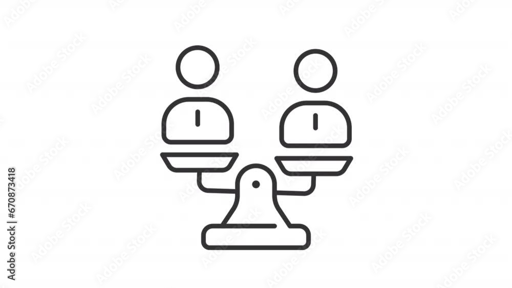 2D black creative thin line animation of people on weight scale, HD ...