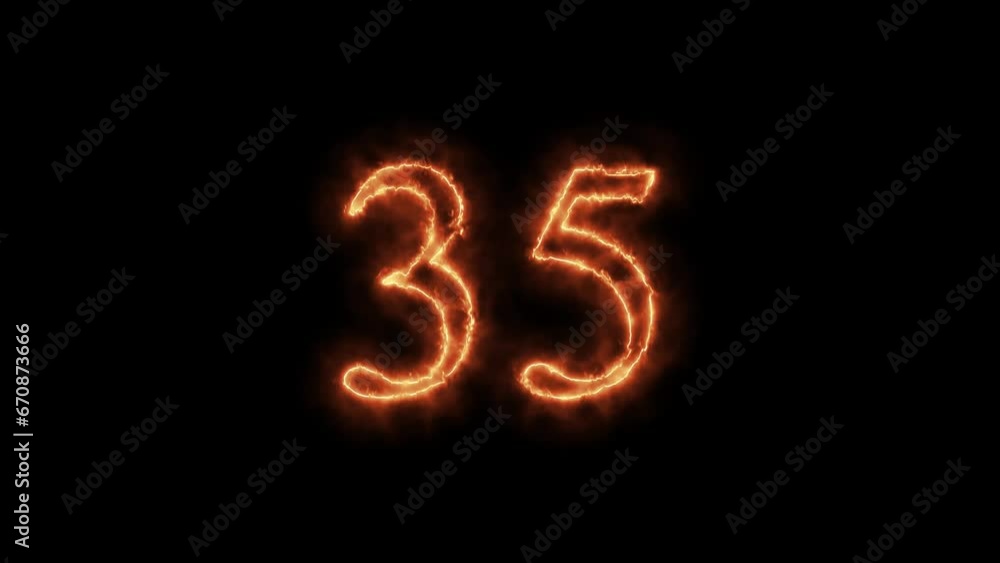 number on fire loop animation. frame video 4K shiny number, fire number ...