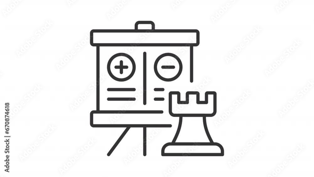 2D black creative thin line animation of positive and negative points ...