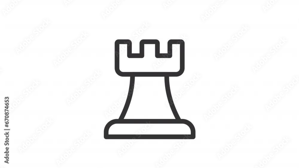 2D black creative thin line animation of rook, HD video with ...