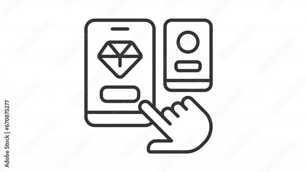 2D black creative thin line animation of choosing app icon, HD video ...