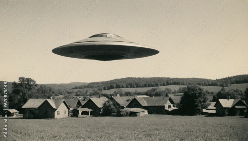 Vintage Spaceship Abduction: a 50s Sci-Fi Fantasy with Glowing Alien ...