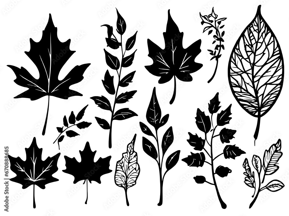 lin art black LEAF SVG Bundle, LEAVES Svg Bundle, Leaf Clipart, Leaf ...
